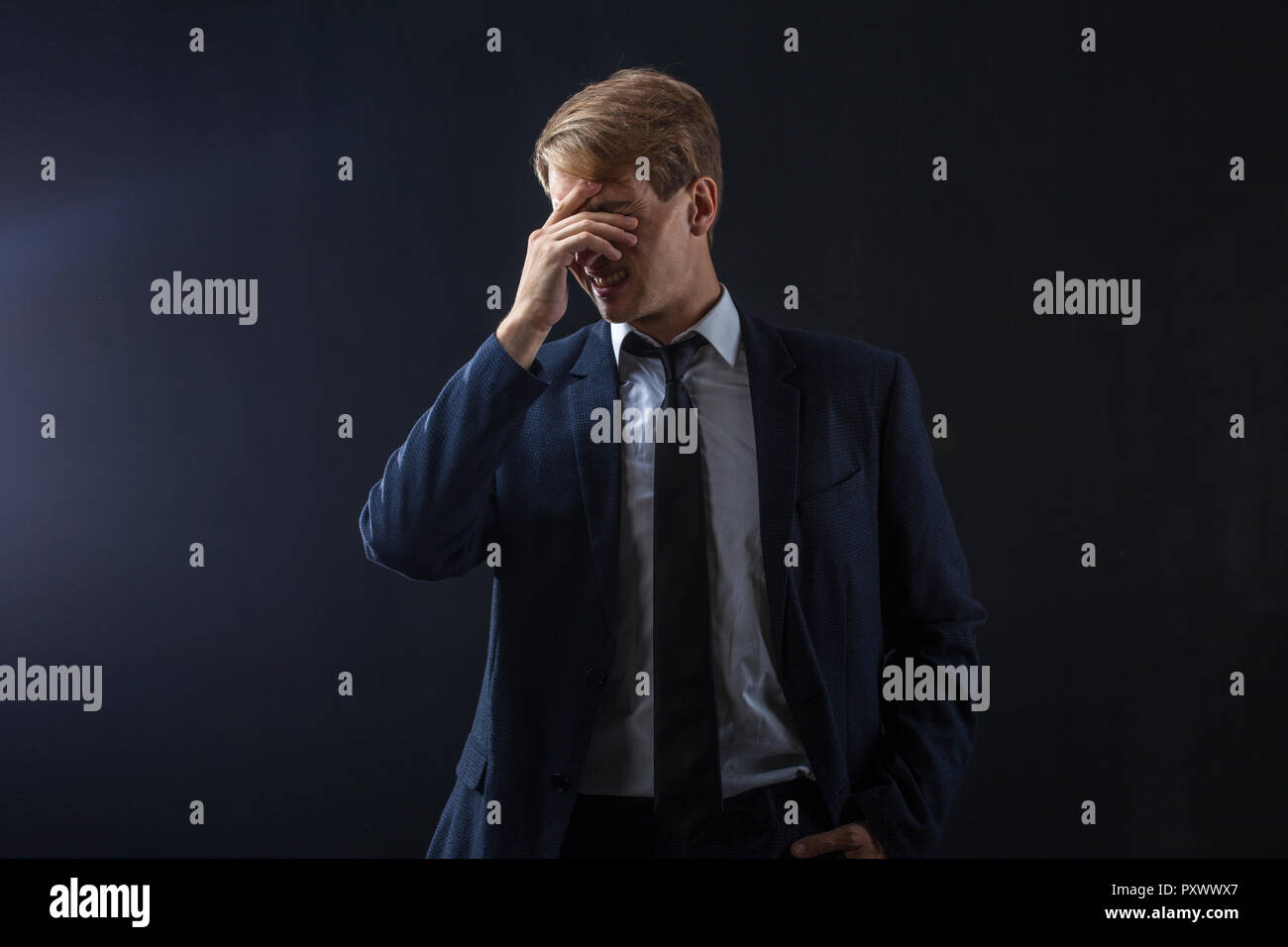 Depressed businessman. Depressed and confused, work problems and ...