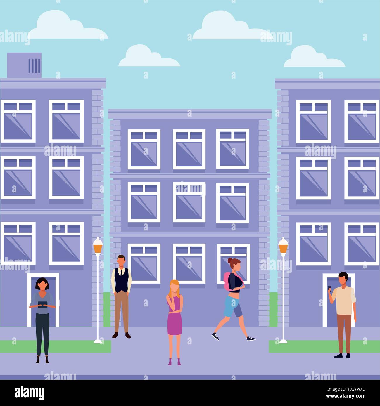 Busy people walking silhouette Stock Vector Images - Alamy