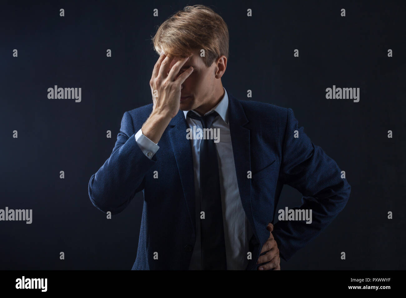 Depressed businessman. Depressed and confused, work problems and ...