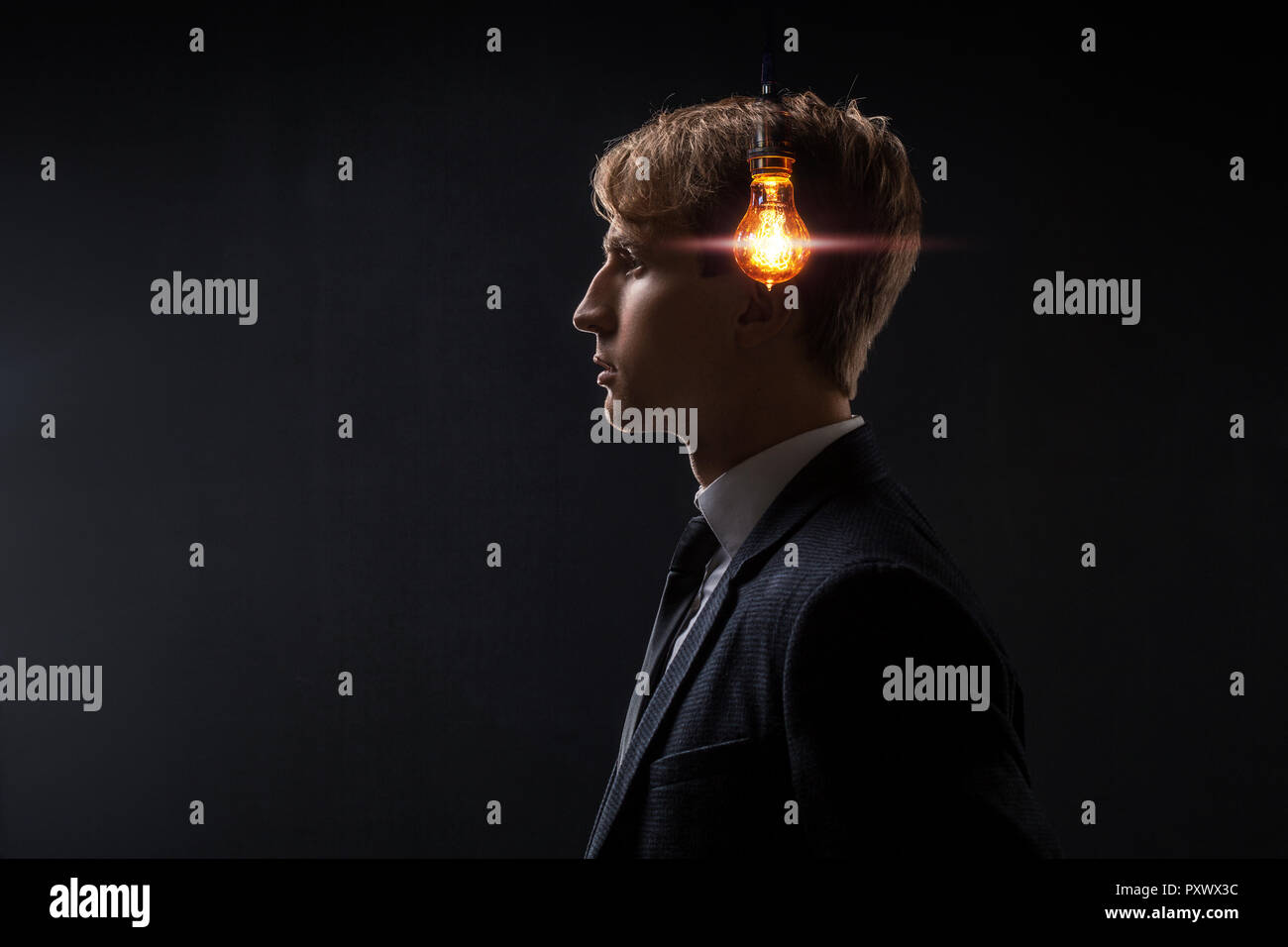 Design thinking lightbulb head hi-res stock photography and images - Alamy