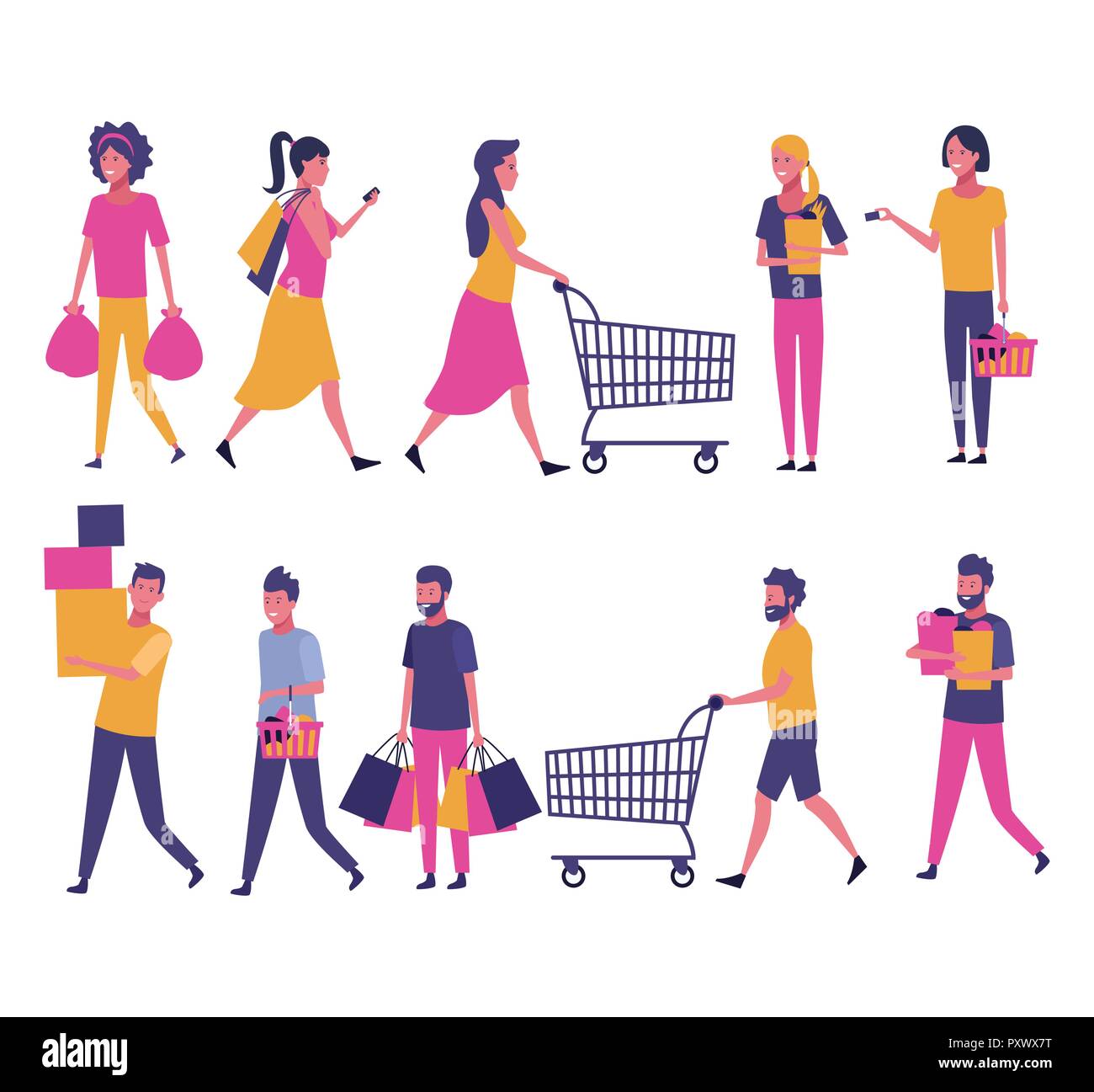 Set of people shopping Stock Vector Image & Art - Alamy