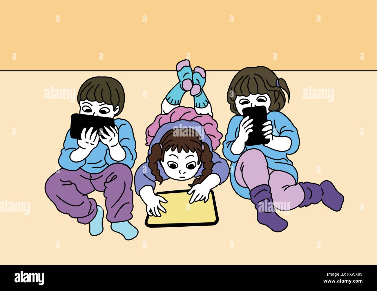 Vector - Smartphone addiction concept vector illustration. many people ...