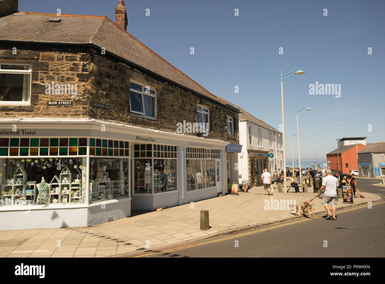 Seahouses town centre, Northumberland, England Stock Photo - Alamy