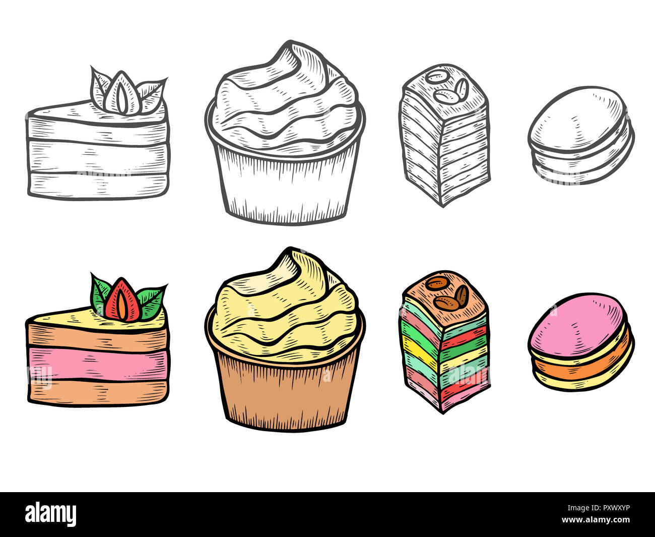 Hand drawing cake shop hi-res stock photography and images - Alamy