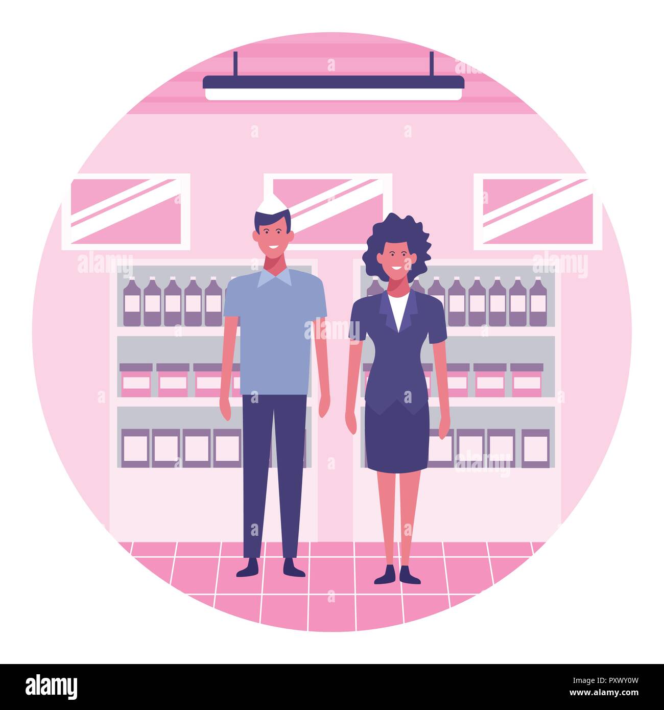 Supermarket staff Stock Vector Images - Alamy