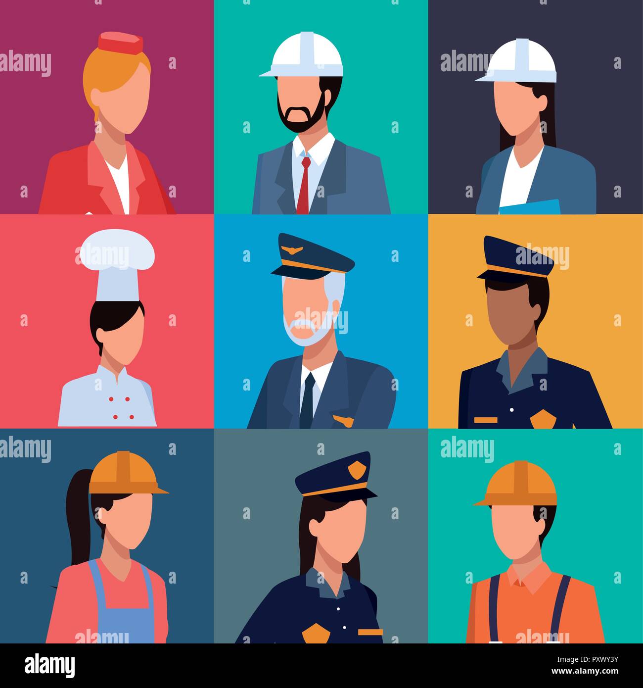 Set of workers profile Stock Vector Image & Art - Alamy