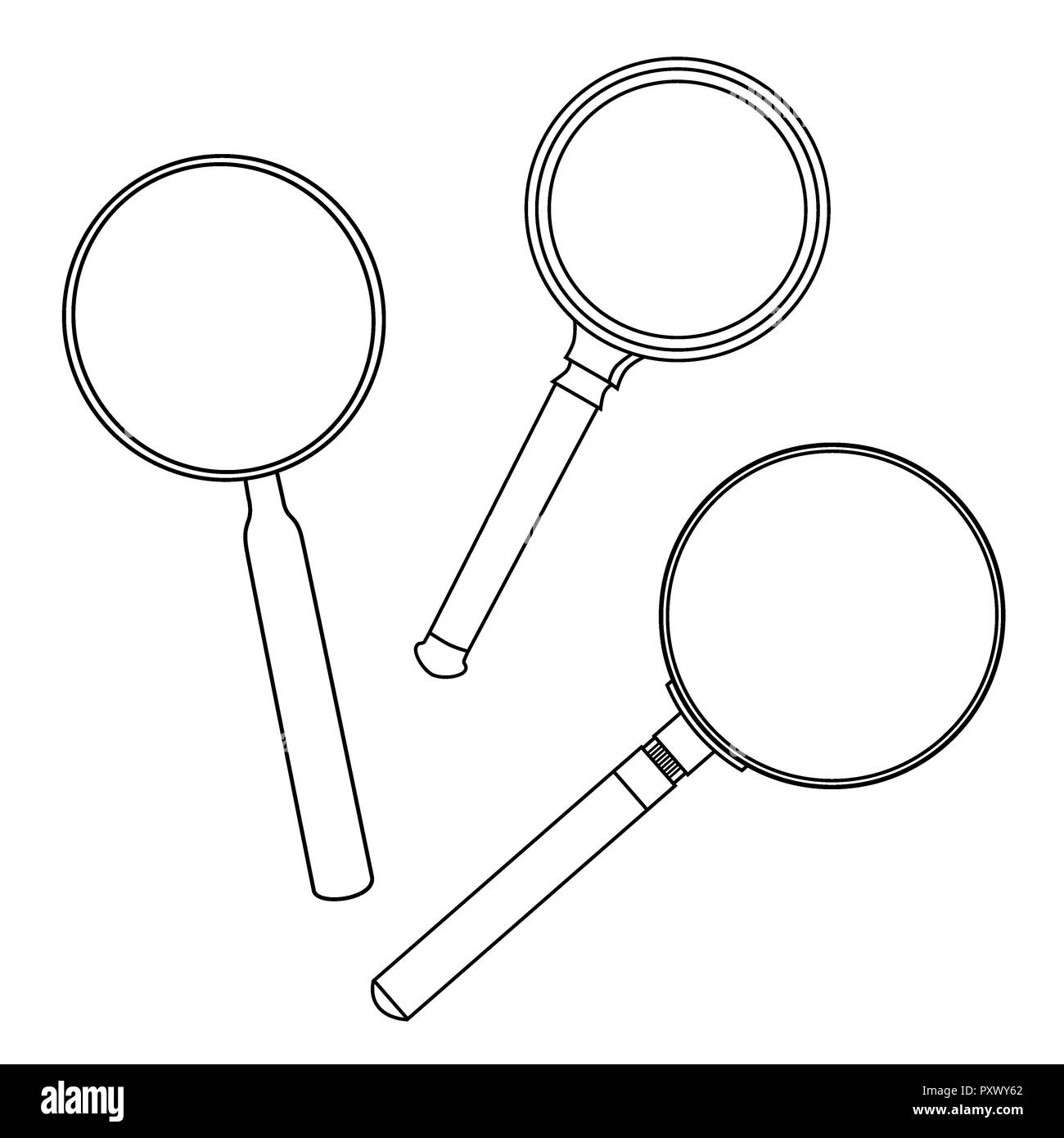 Hand drawn magnifier pattern Isolated on white Stock Photo - Alamy