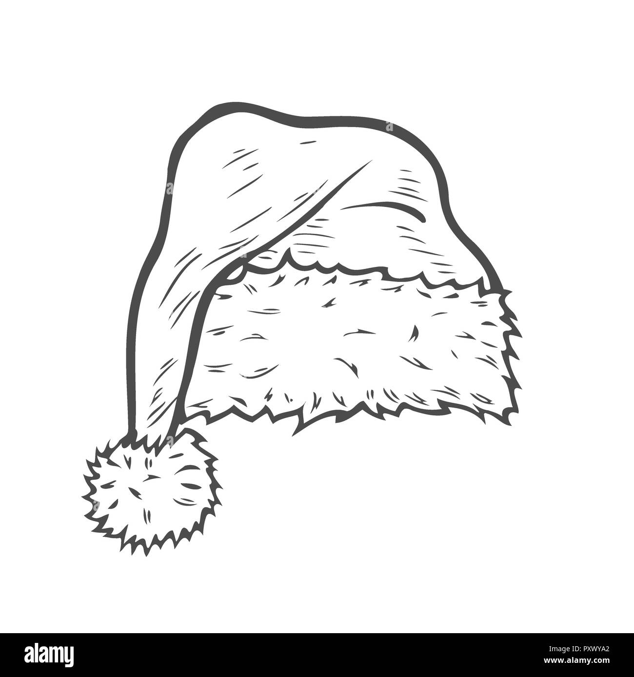 Hand drawn Sketch of Santa Hat. Doodle ink santa hat or sleeping cap ...