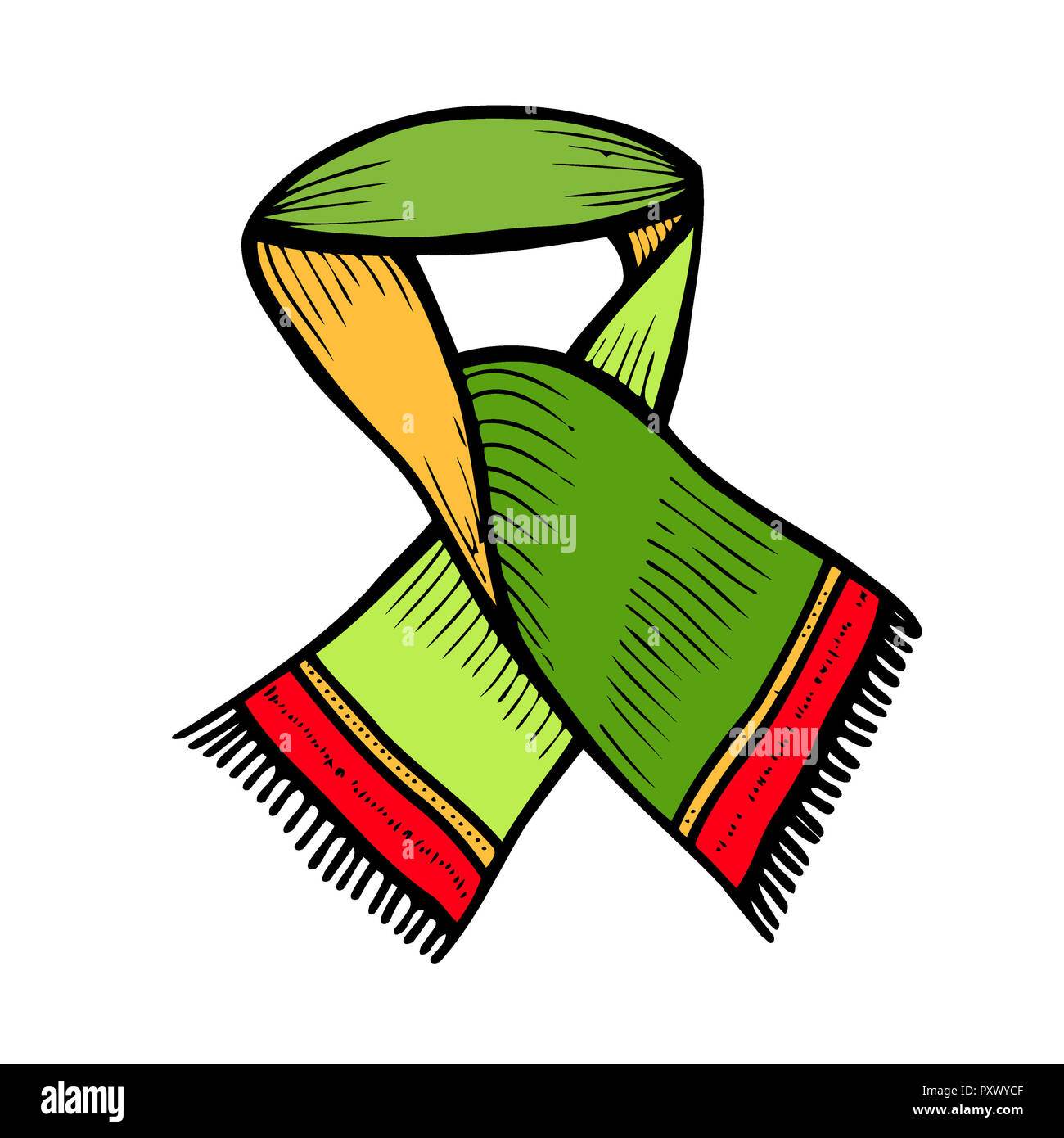 scarf design beautiful, Hand drawn illustration isolated on white Stock ...