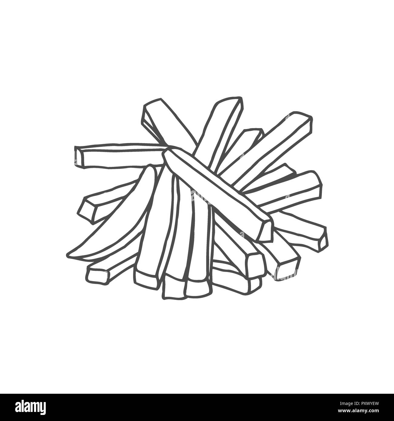 French fries. Hand drawn sketch. illustration isolated on white ...