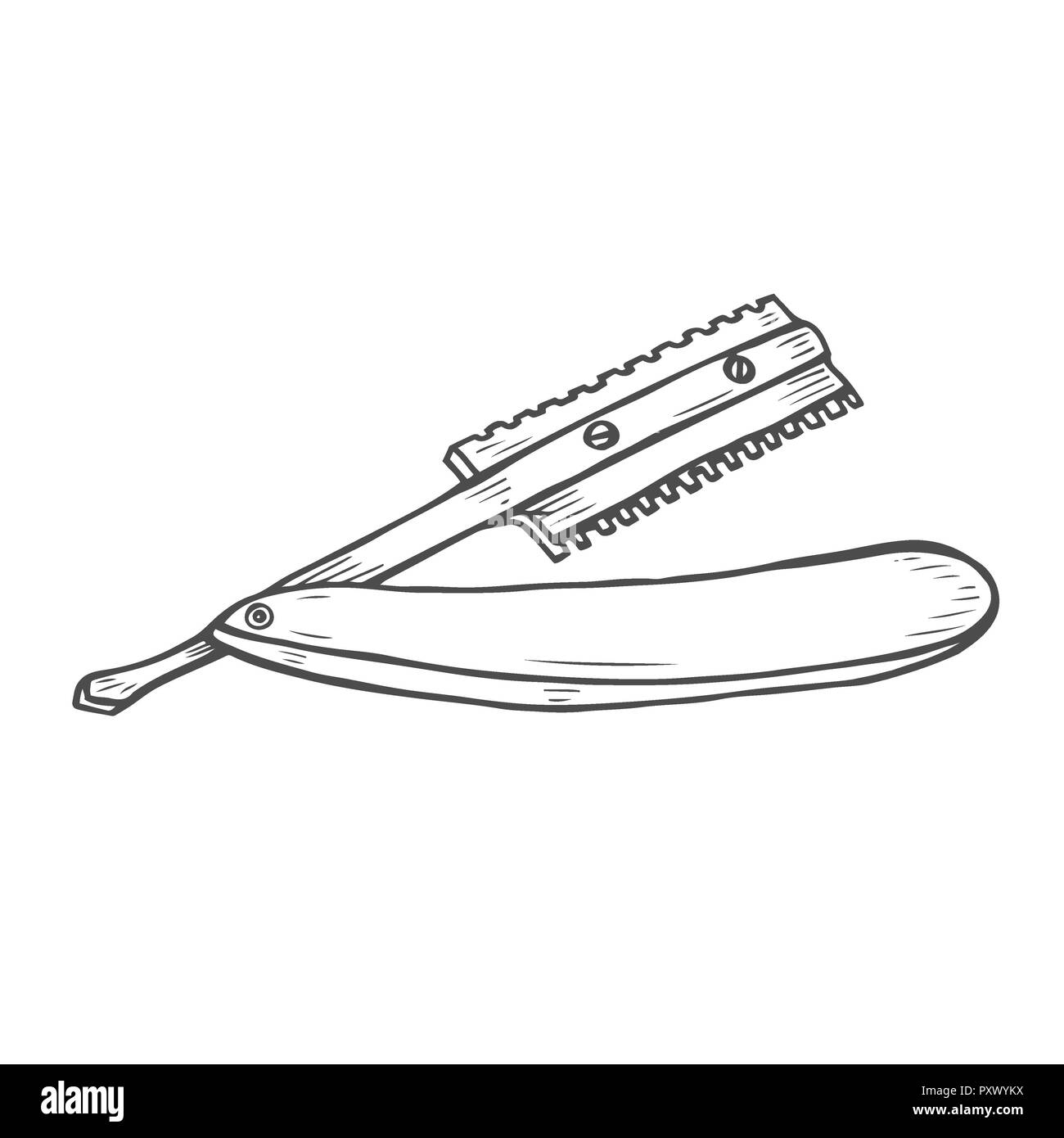 Barber Shop. Hand drawn razorin sketch style. Hand made lettering ...