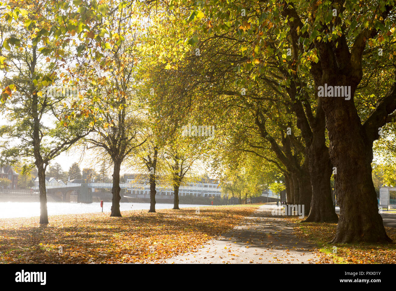Bright sunny day at Victoria Embankment in Nottingham, Nottinghamshire ...