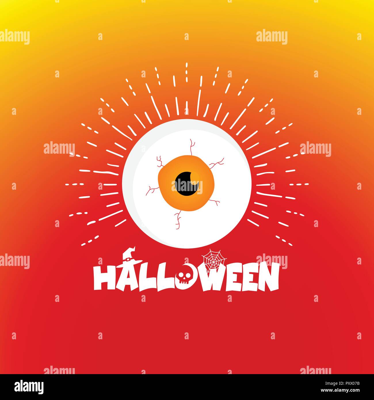 Halloween Eye ball cartoon on background. Vector illustration Stock ...
