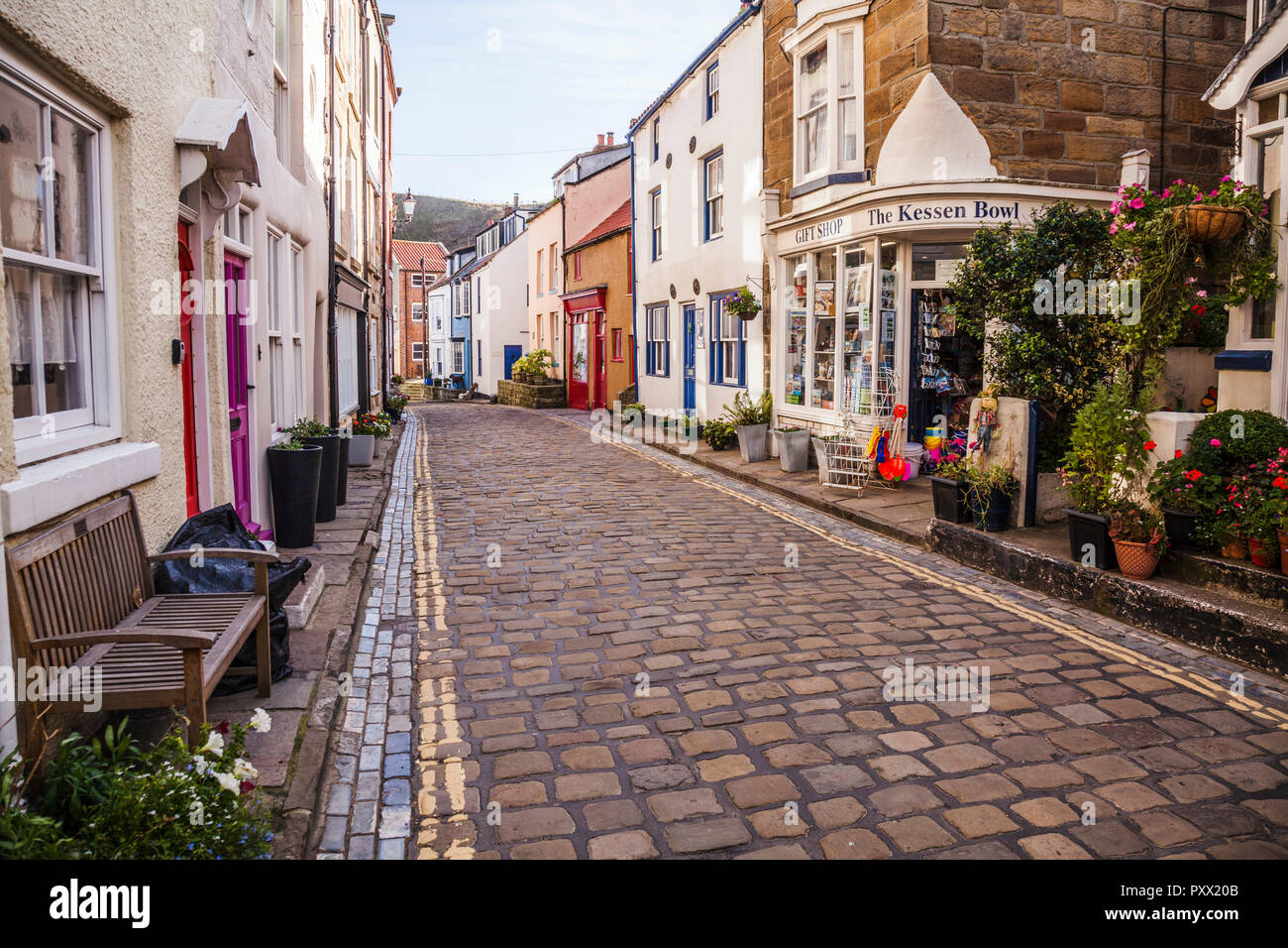 The quaint cobbled streets of Staithes,North Yorkshire,England,UK Stock ...