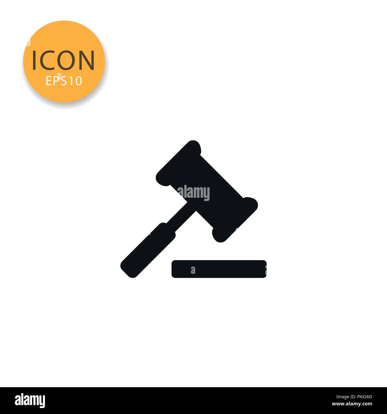 Judge gavel icon flat style in black color vector illustration on white ...