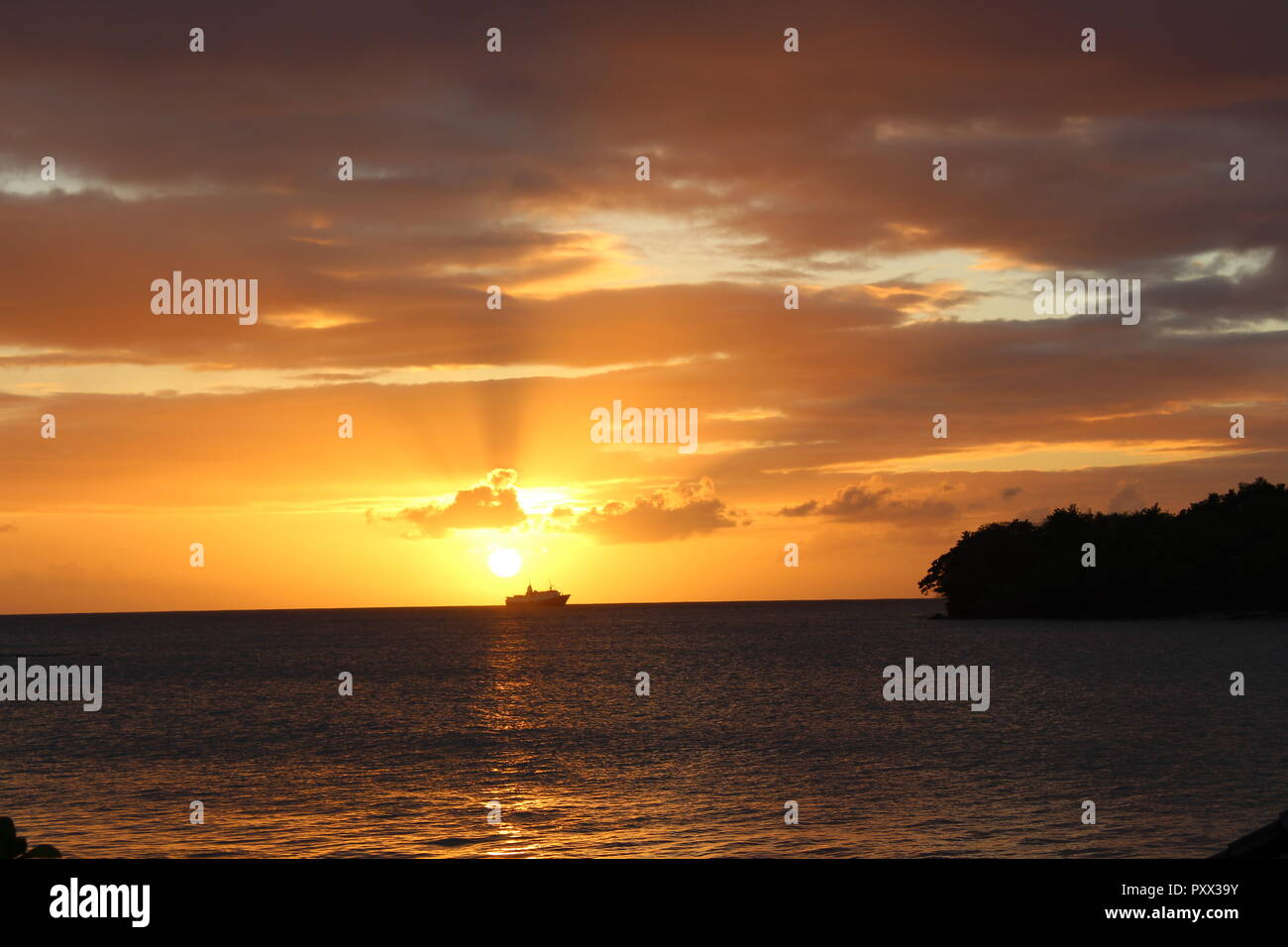 Sunset in St Lucia Stock Photo - Alamy