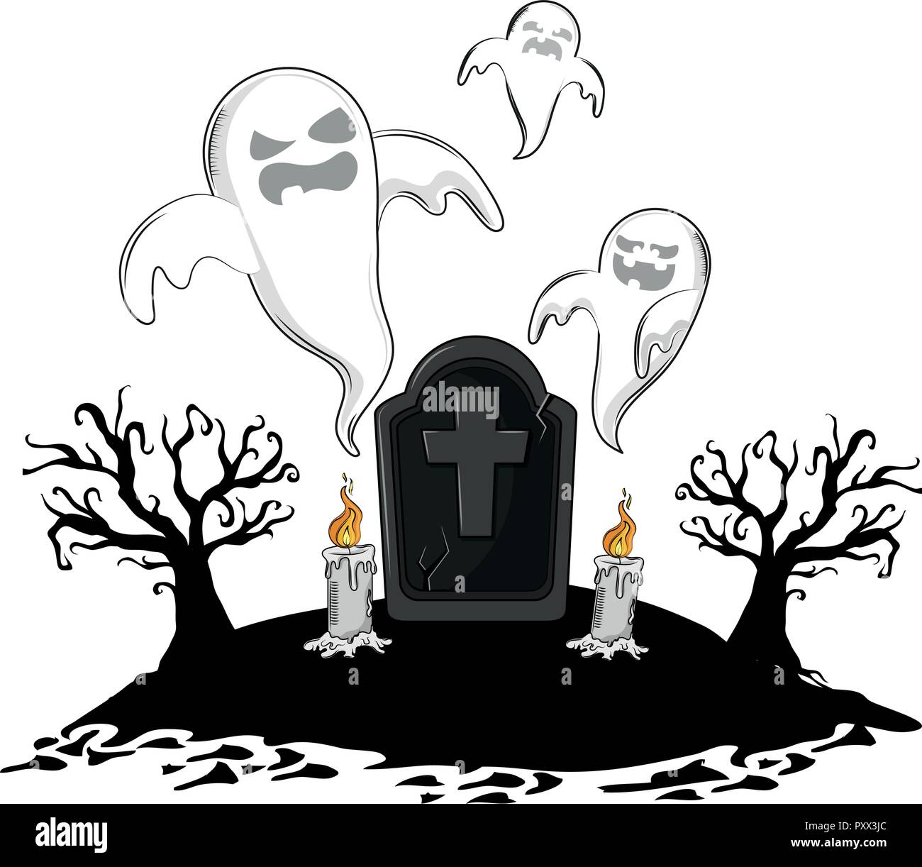 Halloween scary cartoon Stock Vector Image & Art - Alamy