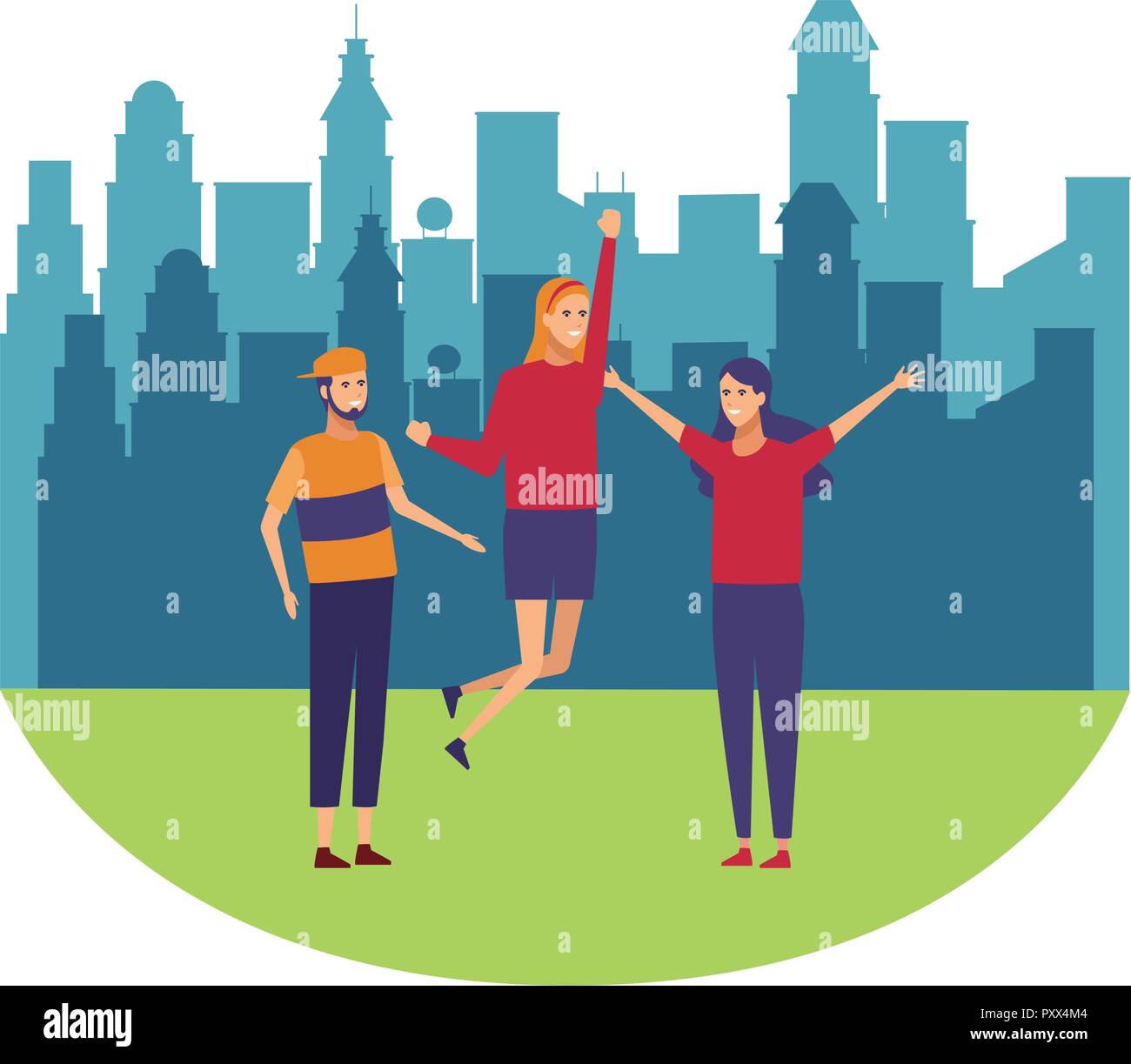 Young women having fun outdoors Stock Vector Images - Alamy