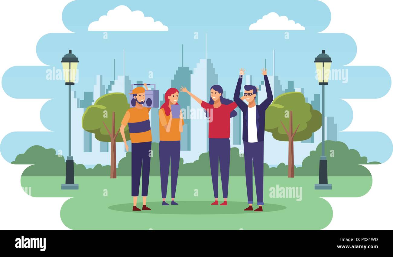 Friends having fun cartoon Stock Vector Image & Art - Alamy