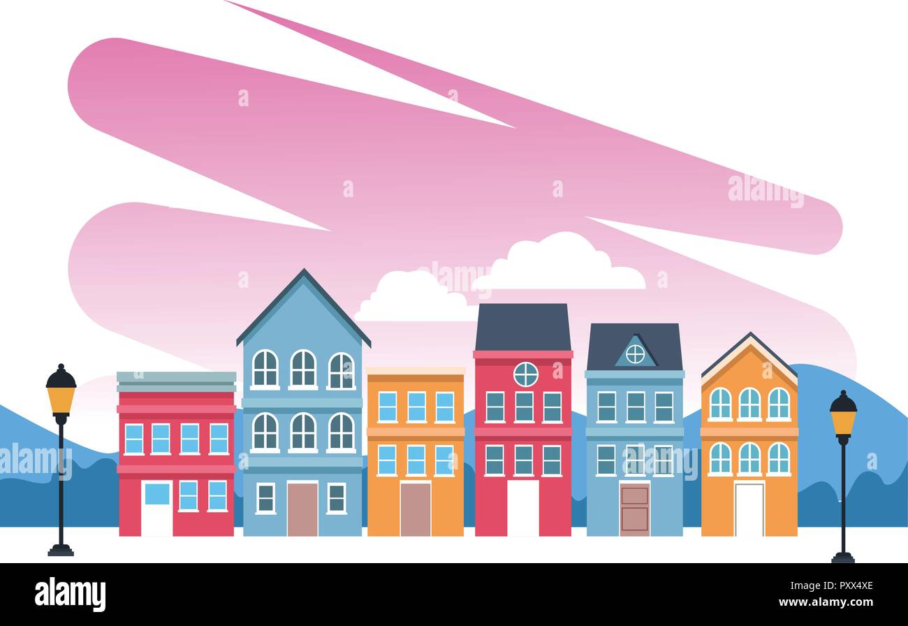 Town buildings scenery Stock Vector Image & Art - Alamy