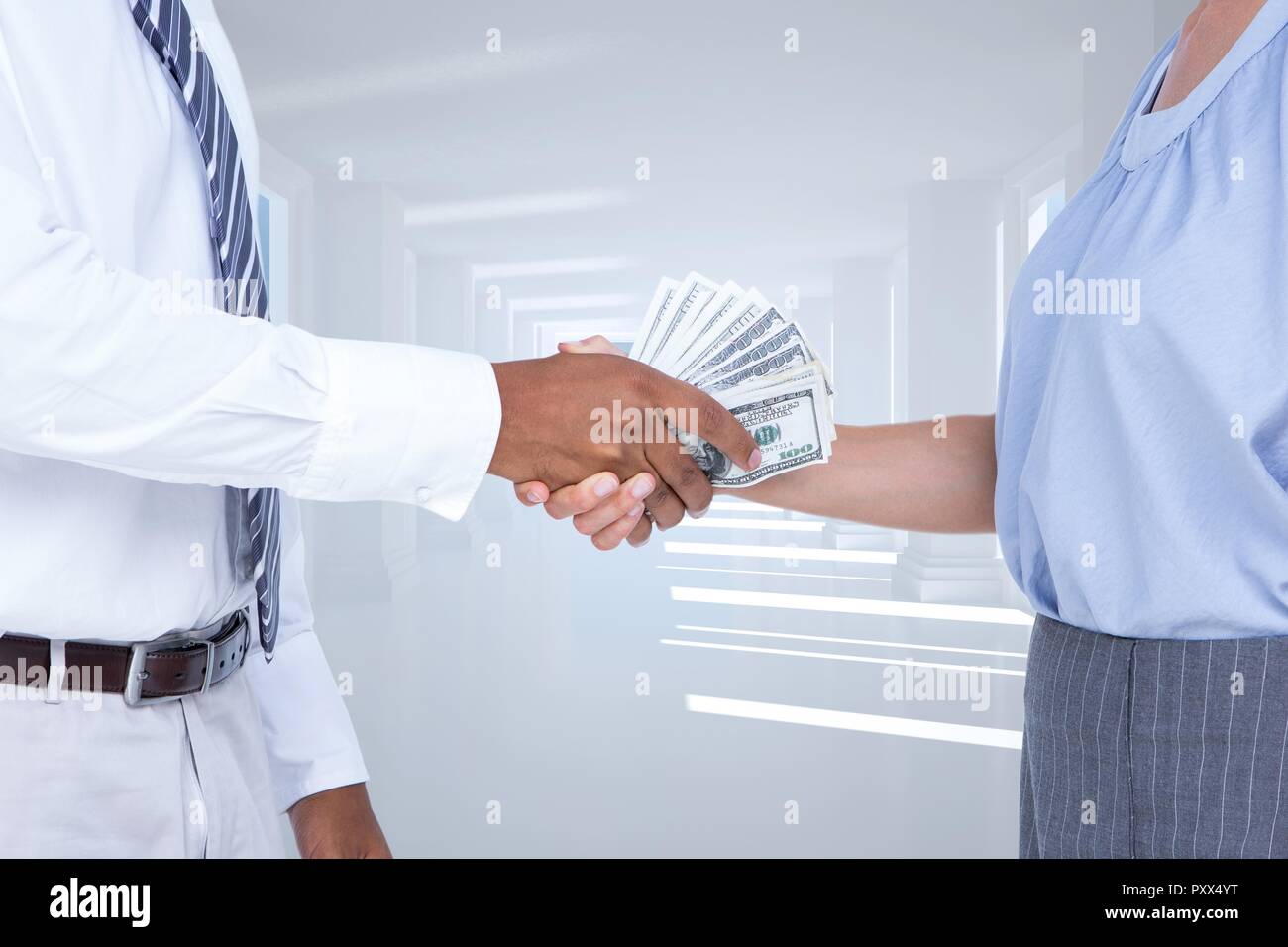 Business people exchanging dollar banknotes hi-res stock photography ...