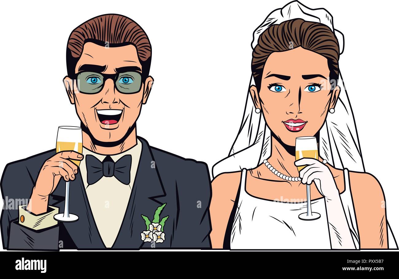 Pop Art Wedding Cartoon Stock Vector Image And Art Alamy
