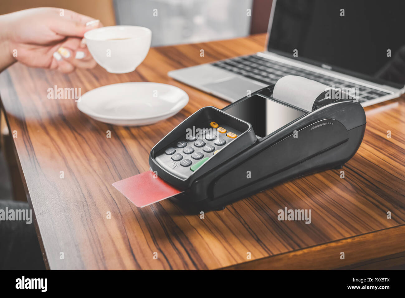 Color image of a POS and credit cards. good photo Stock Photo - Alamy