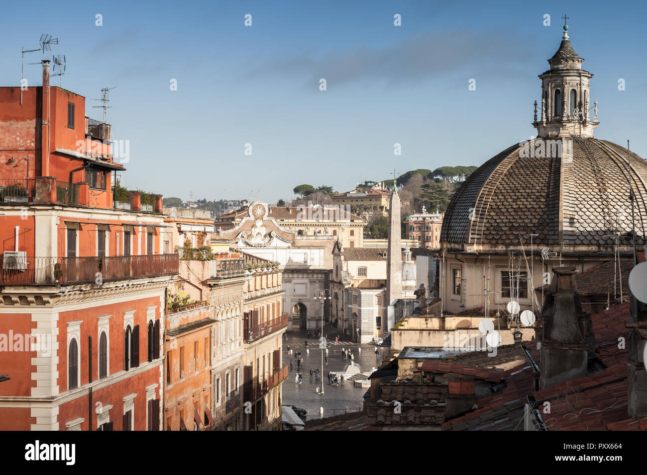 Skyline of Old Rome, Italy. Via del Corso street view, photo taken from ...
