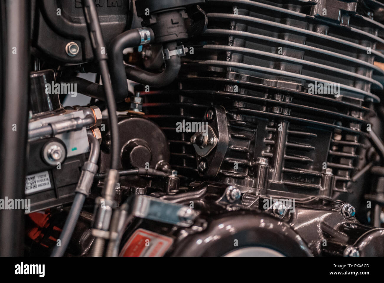 Engine design details, radiator from customized motobike in Italy, Rome ...