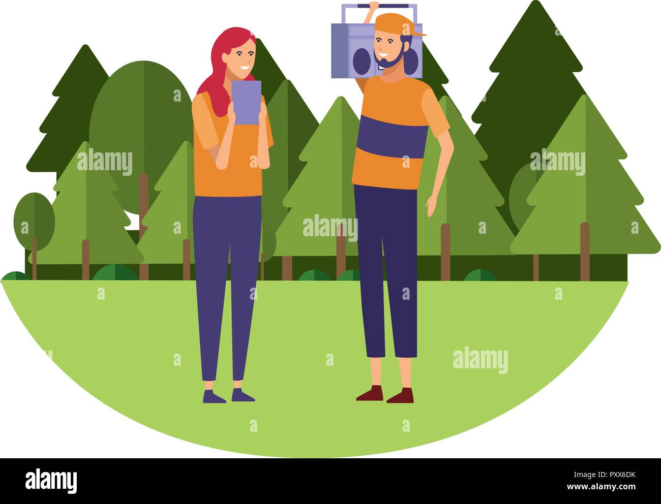 Fun friends park young Stock Vector Images - Alamy