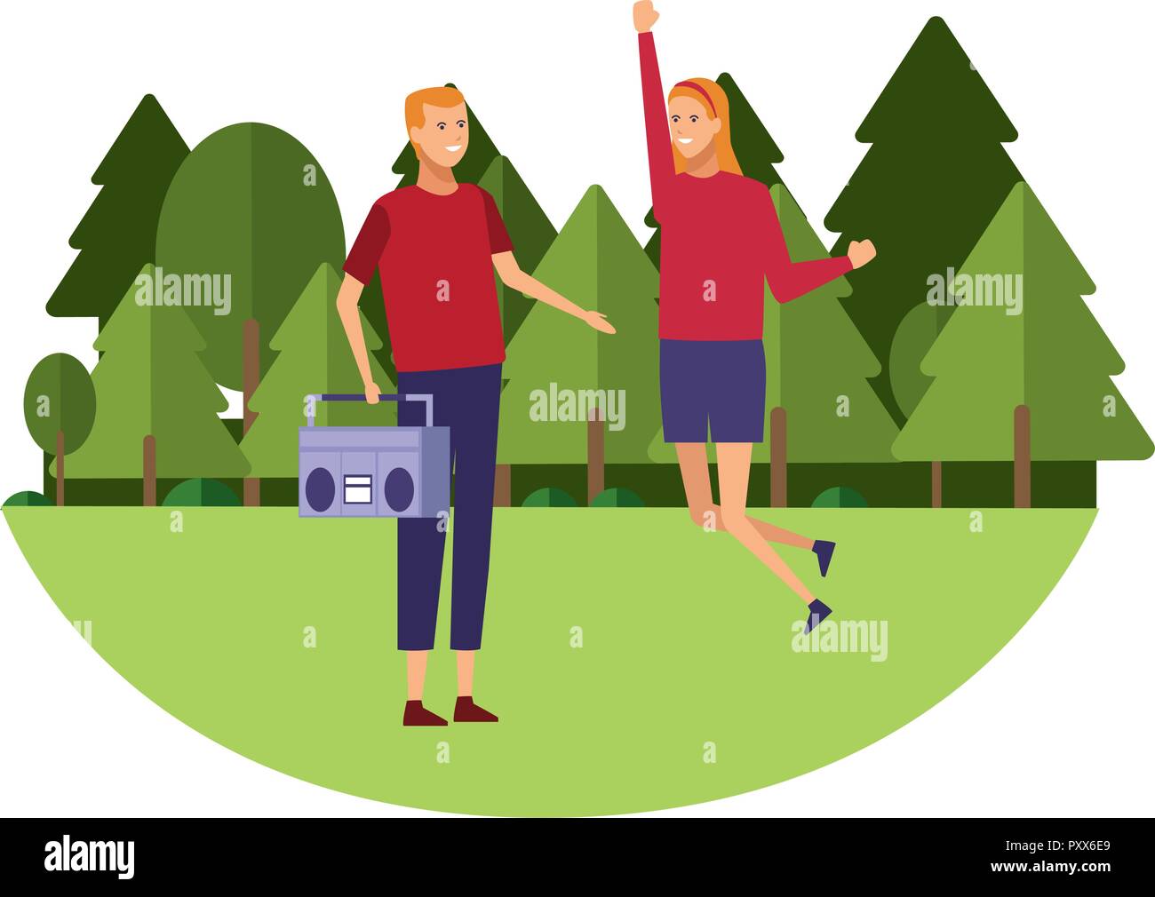 Friends jumping having fun Stock Vector Images - Alamy