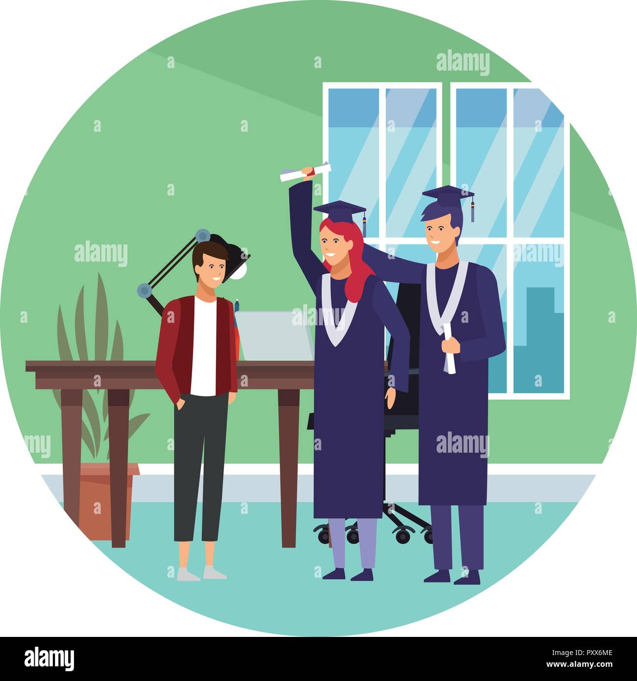 Highschool graduation ceremony Stock Vector Images - Alamy