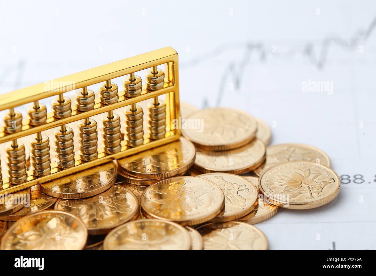 Golden coin and golden abacus hi-res stock photography and images - Alamy
