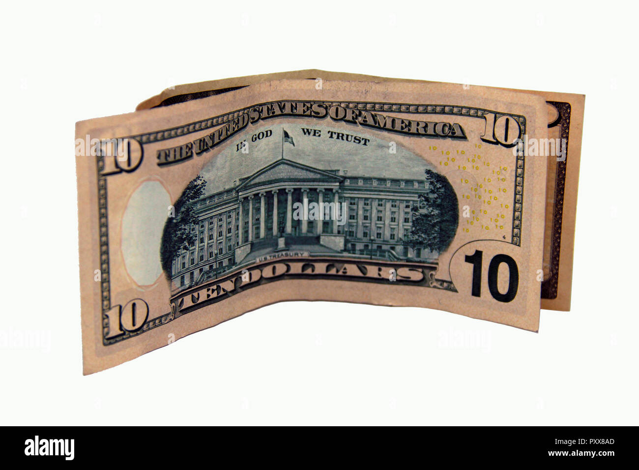 ten dollars banknote on white background Stock Photo - Alamy
