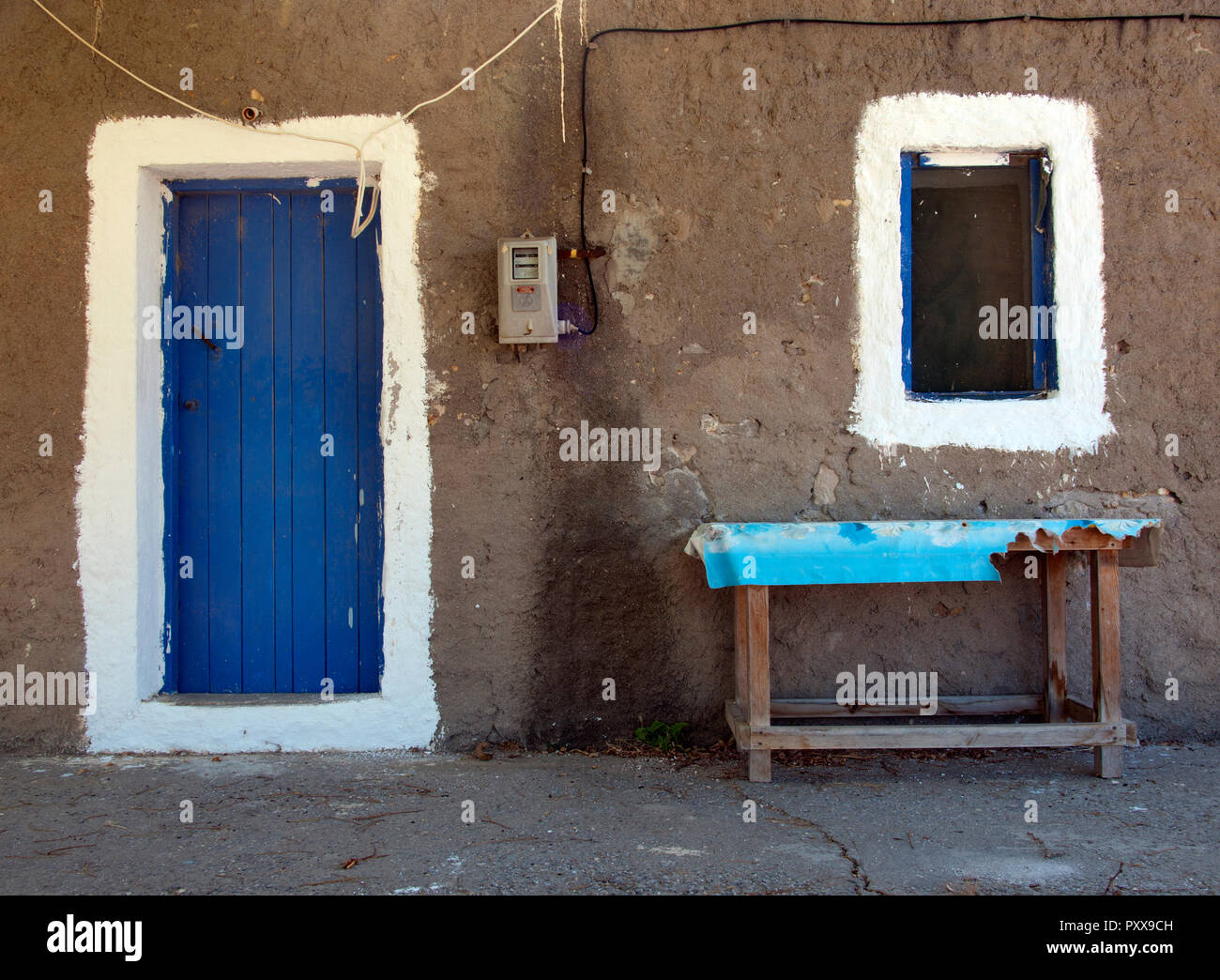 The exterior of a small Greek house, on the island of Kos Stock Photo ...