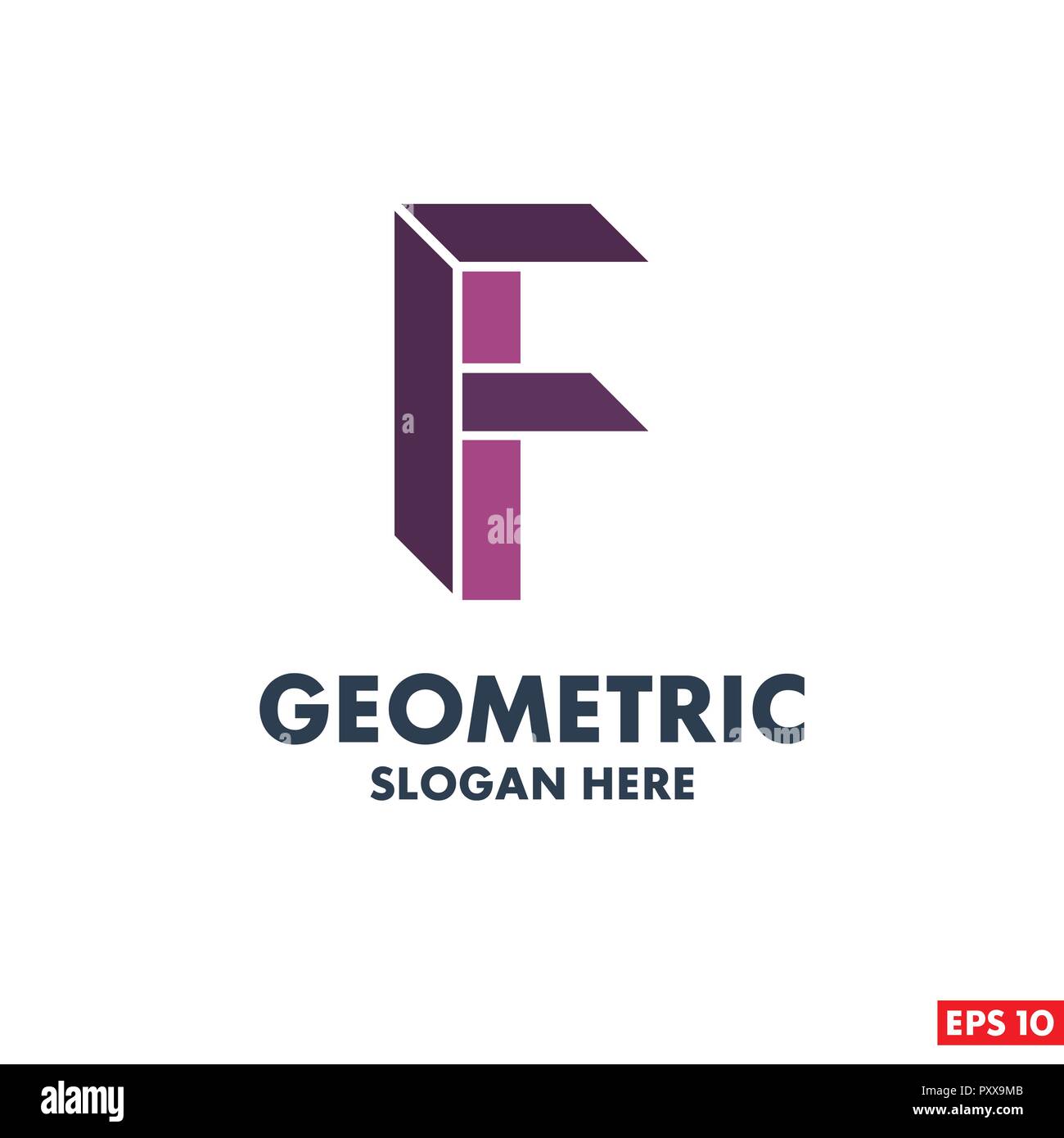 Geometric logo design with typography and light background vector Stock ...