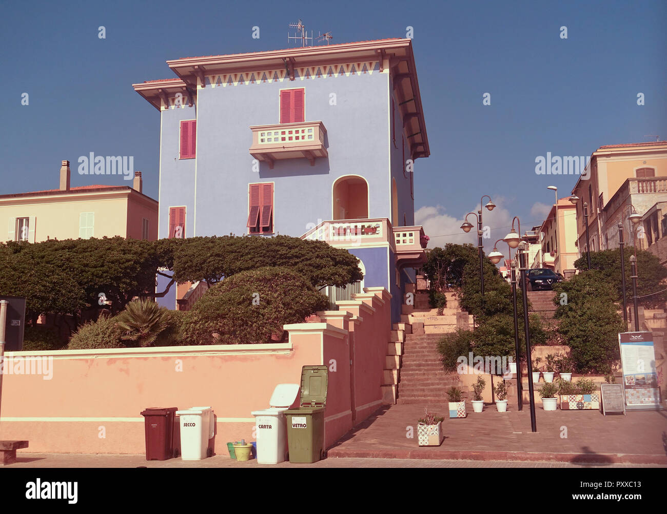 Pastel colored buildings in the Italian Mediterranean Stock Photo - Alamy