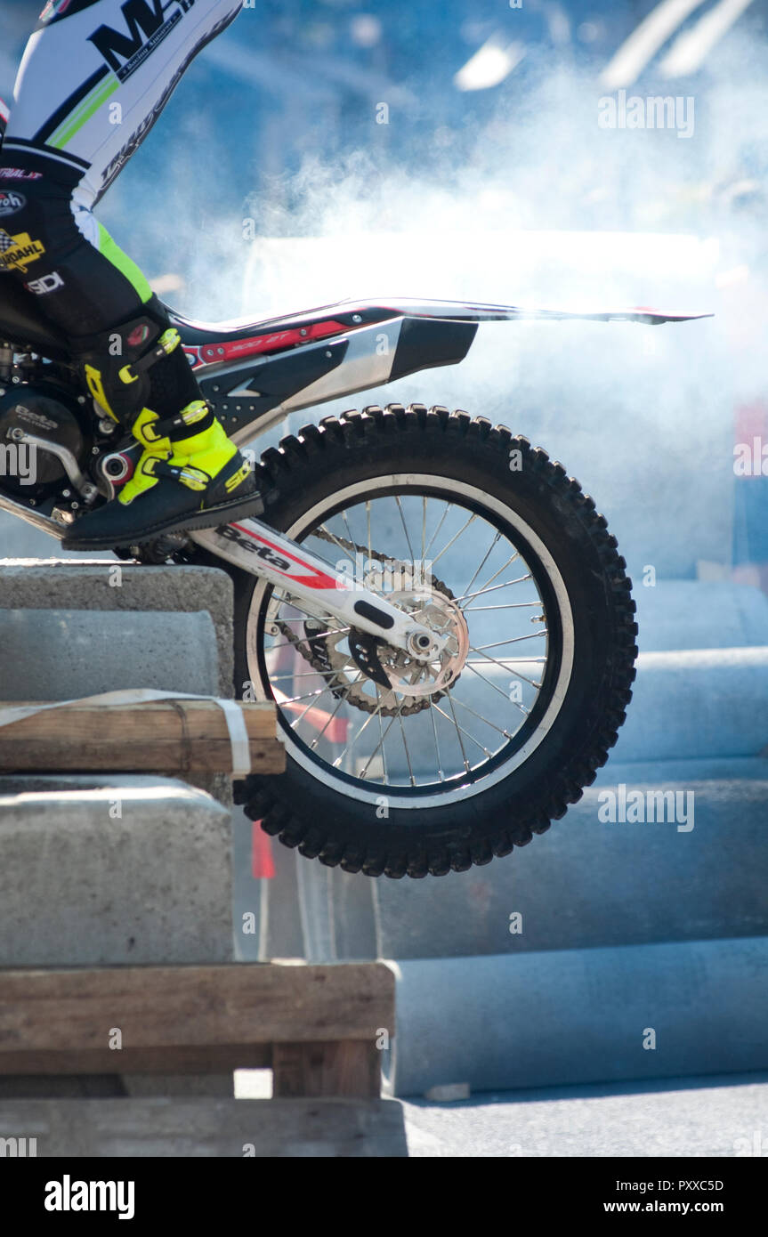 A Rider Jumps Over an Obstacle During a Stage of the Trial Stock Photo ...