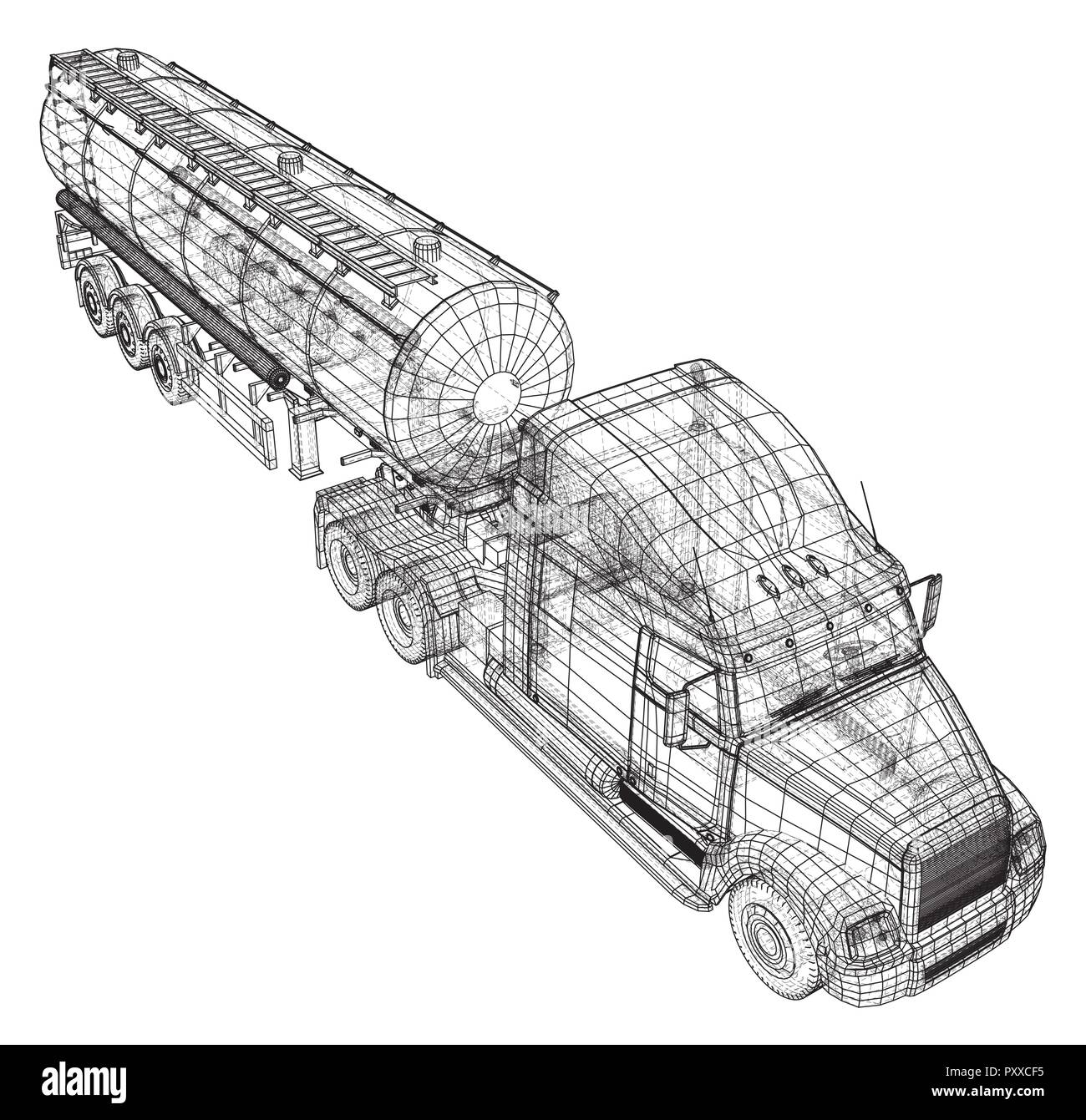 Vector Gasoline tanker. Tipper lorry on transparent background. Tracing ...