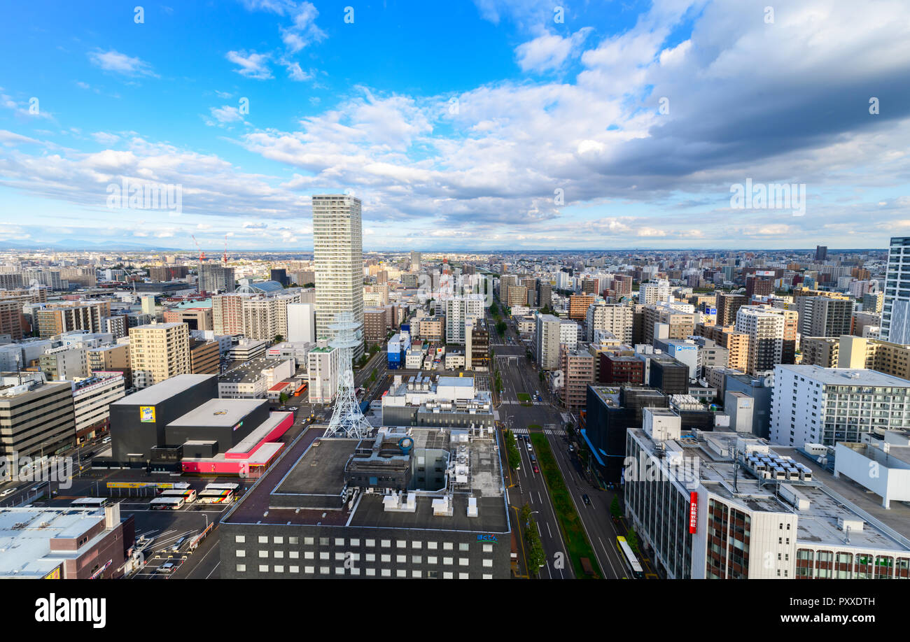 SAPPORO, HOKKAIDO, JAPAN - October 13, 2018: The view of Sapporo ...