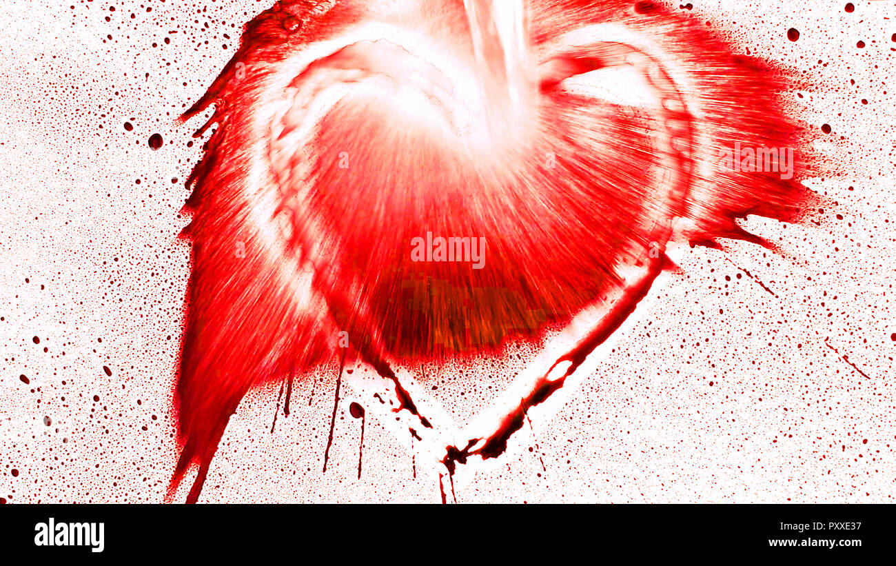 Abstract heart shape from splaches and blobs and drops aspect ratio 16: ...