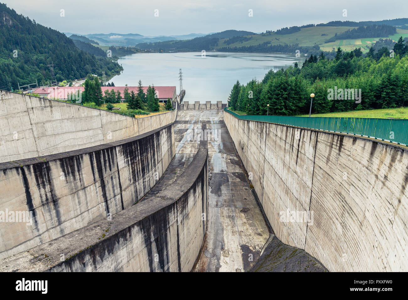 Water Dam at Czorsztyn lake near Niedzica town on the south of Poland ...