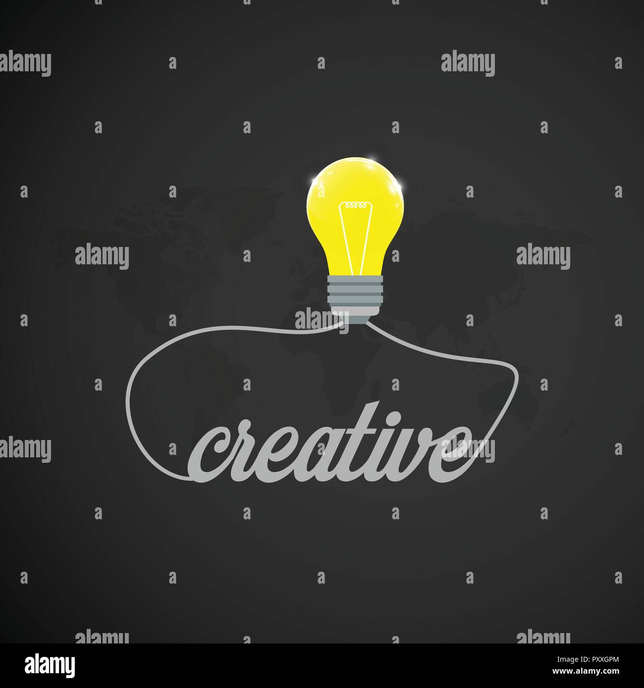 Motivational typography with dark background and bulb icons vector ...