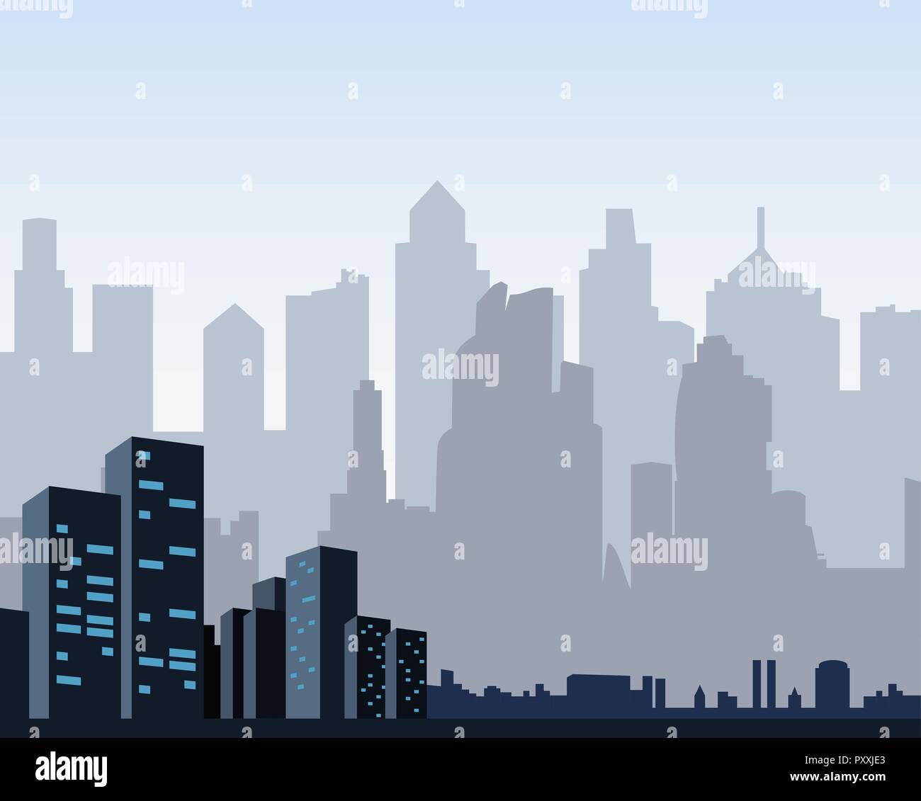 Background for banner big town or design template. Multilayer ...