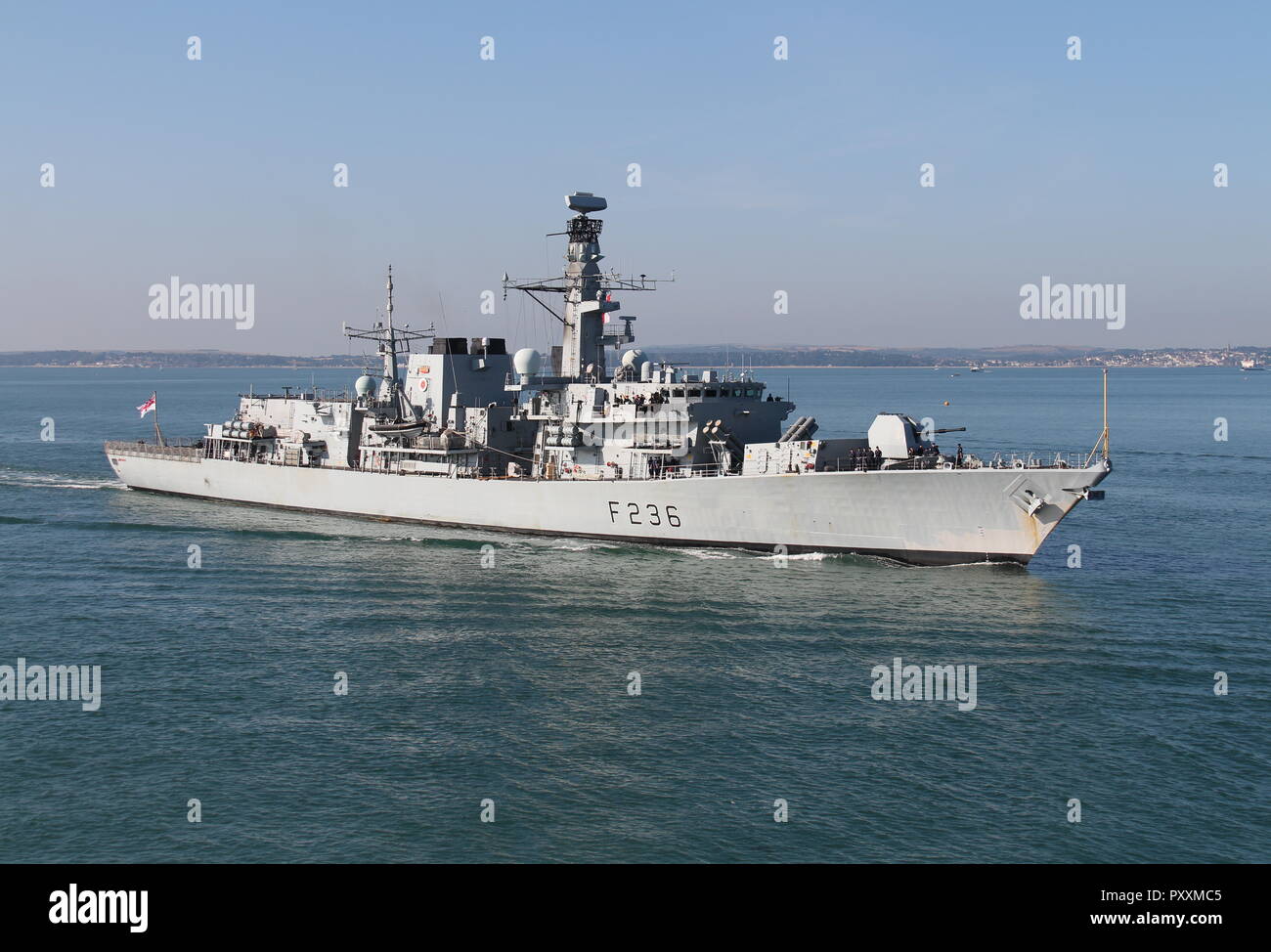The Royal Navy Type 23 frigate HMS Montrose arrives in Portsmouth, UK ...