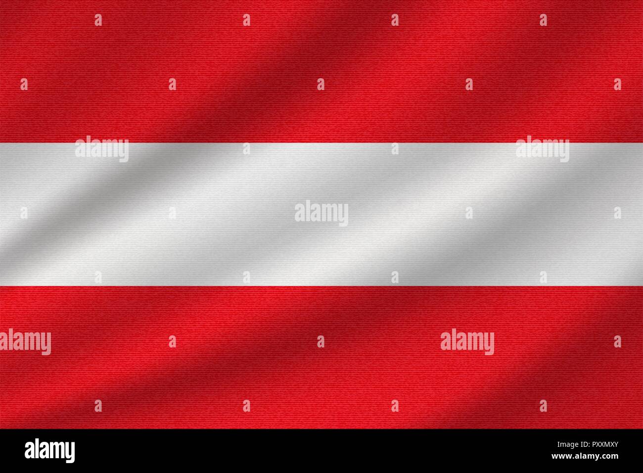 national flag of Austria on wavy cotton fabric. Realistic vector ...