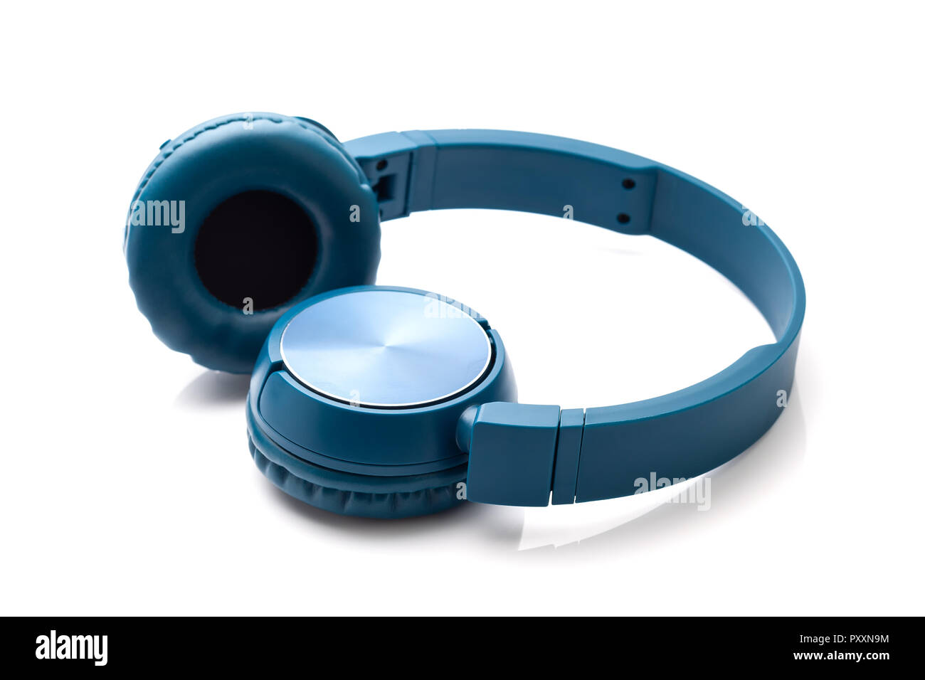 bluetooth blue headphone on white background studio packshot equipment ...