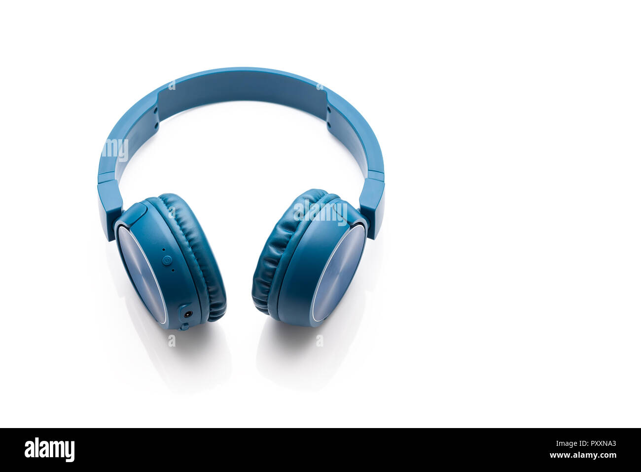 bluetooth blue headphone on white background studio packshot equipment ...