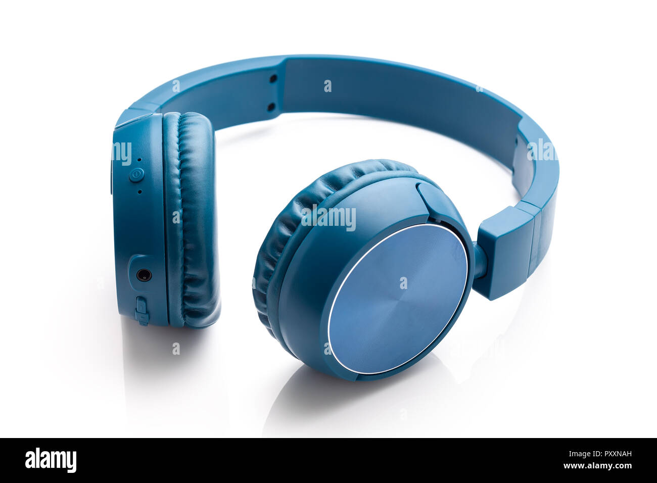 bluetooth blue headphone on white background studio packshot equipment ...