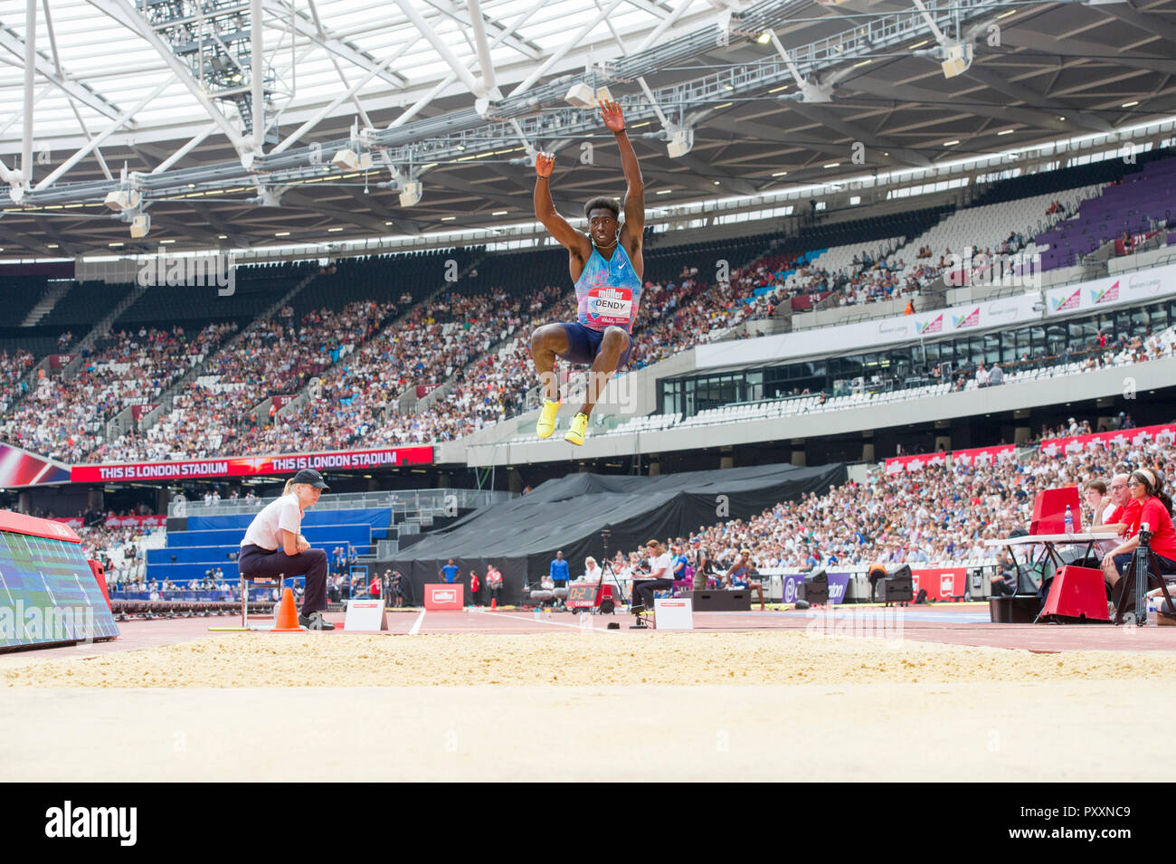 Marquis Dendy jump at UK, London. IAAF Diamond League anniversary games ...